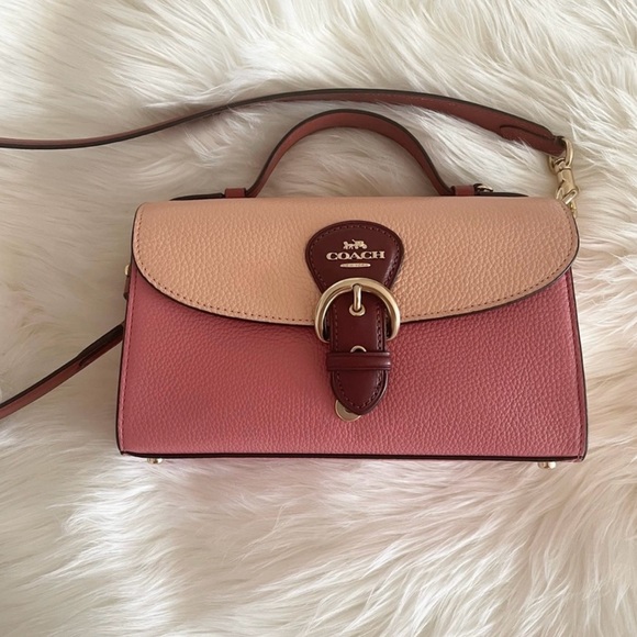Coach | Bags | Coach Pink Color Block Leather Purse | Poshmark